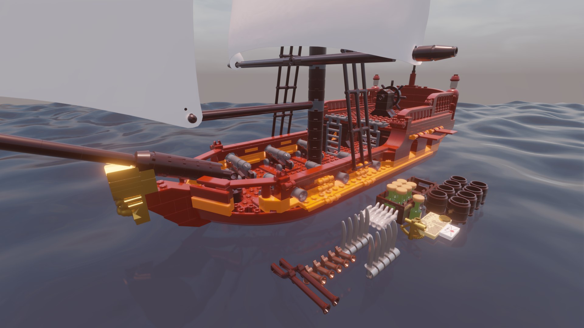 3D LEGO SPANISH SLOOP - THE LIONESS - Rogue Film Productions Model ...