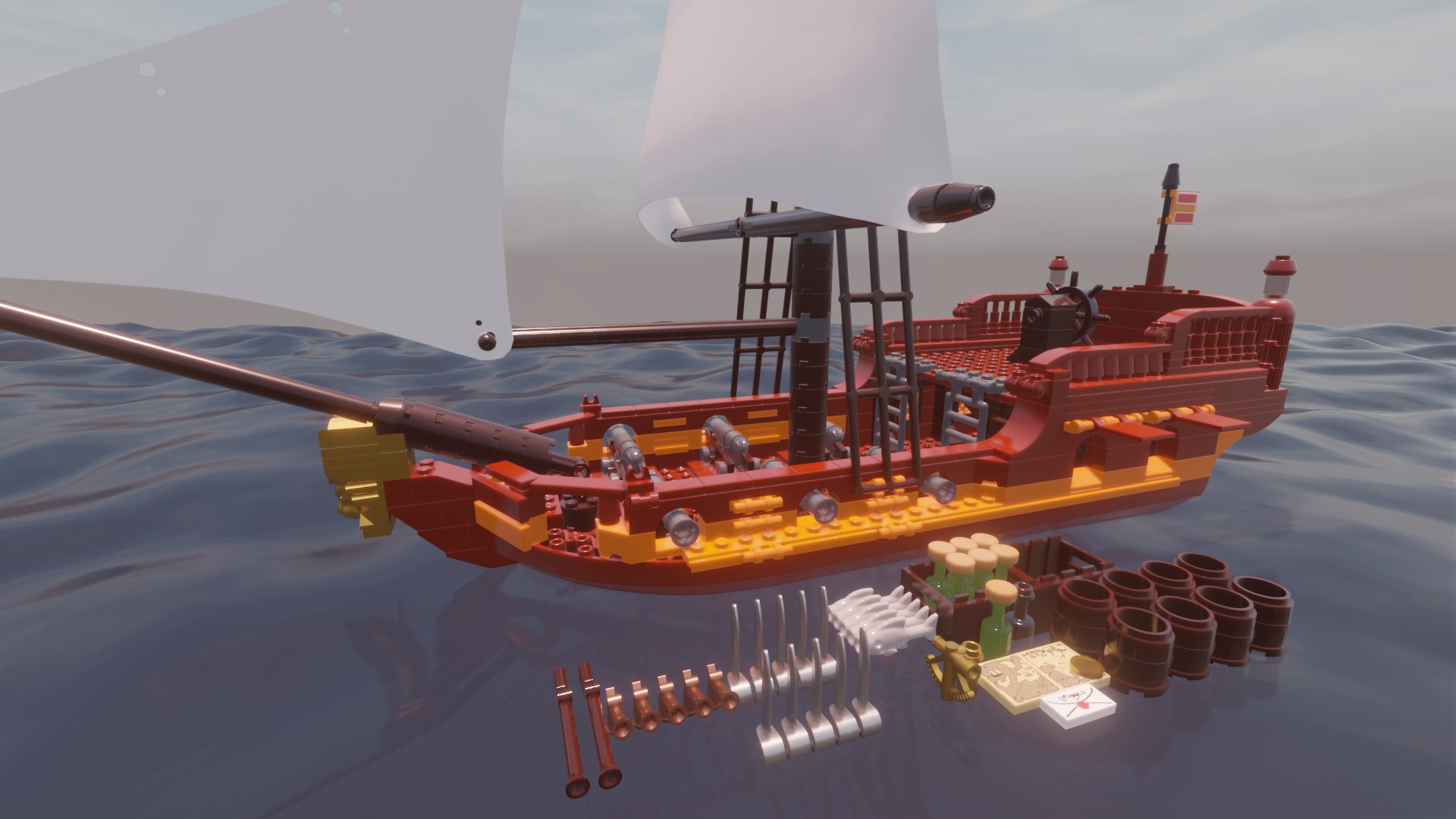 3D LEGO SPANISH SLOOP - THE LIONESS - Rogue Film Productions Model ...