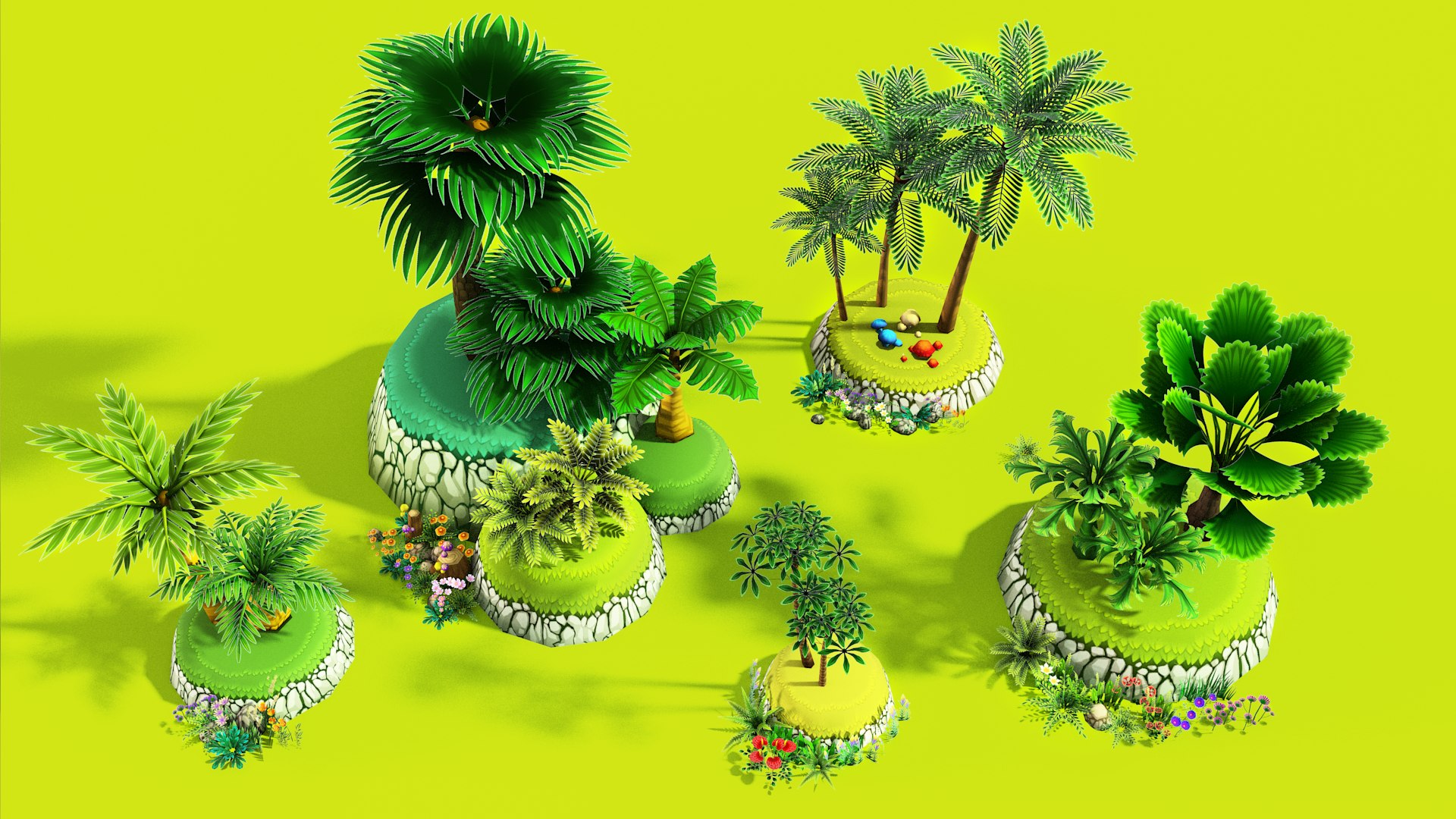 plants trees forest cartoon fbx