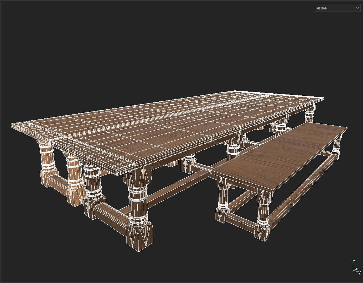 3D Table And Bench Model - TurboSquid 2397266