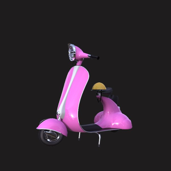 3d cartoony vintage scooter