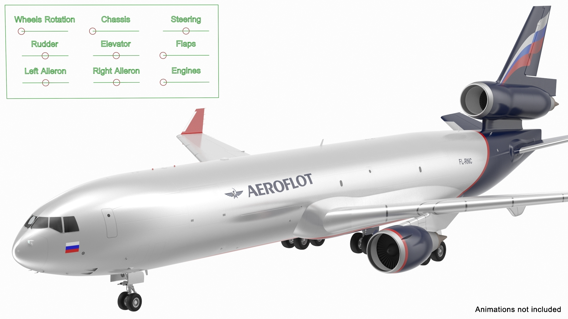 3D McDonnell Douglas MD11 Tri Jet Airliner Aeroflot Rigged - TurboSquid ...