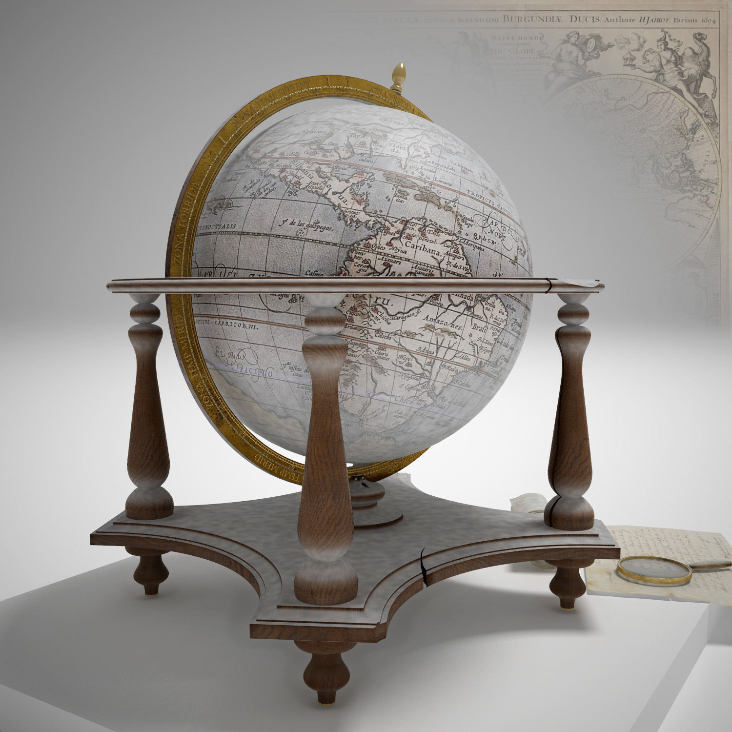 vintage globe 3d model