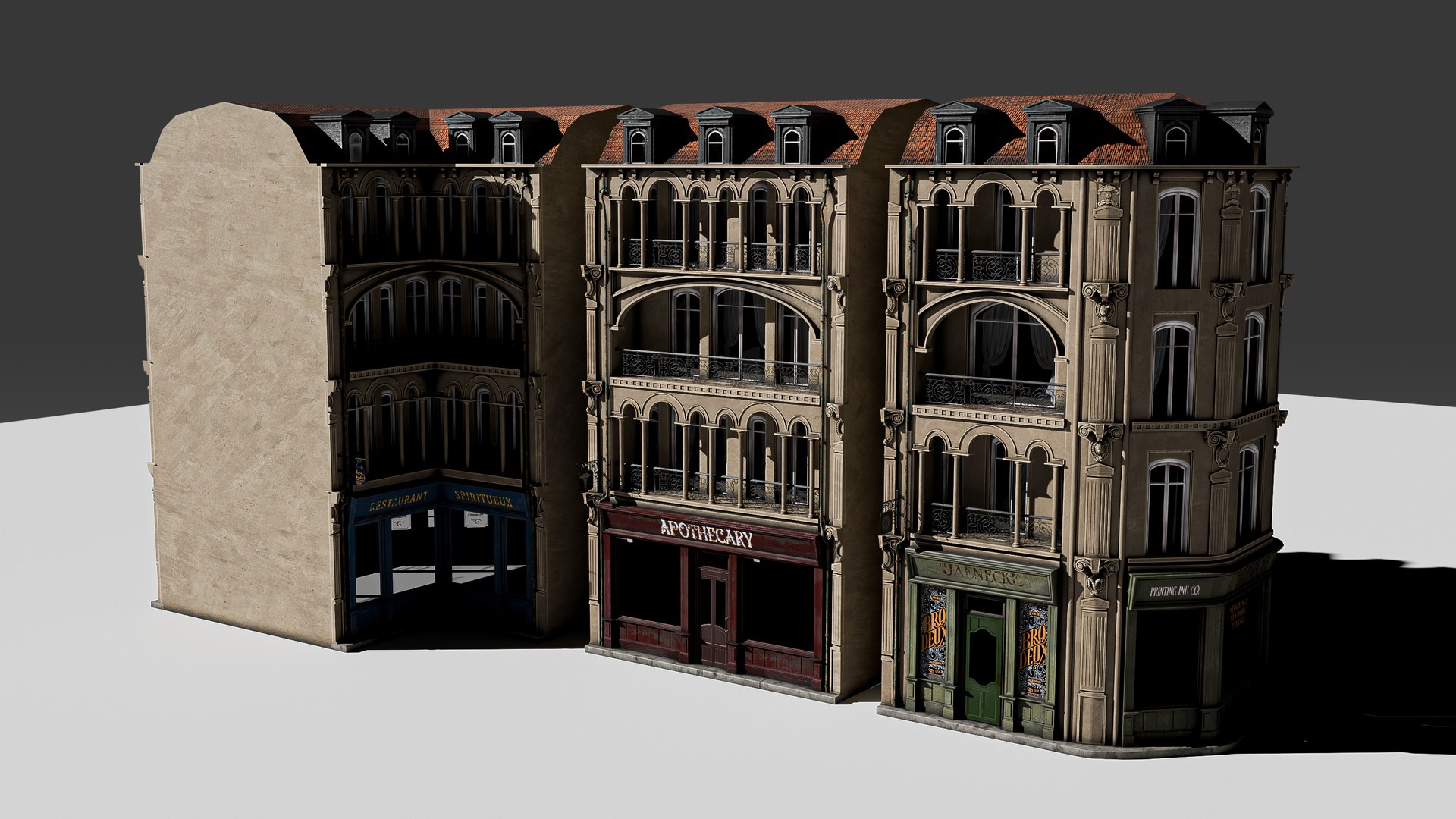 3D European Store Front Apartment Building Model - TurboSquid 2356150