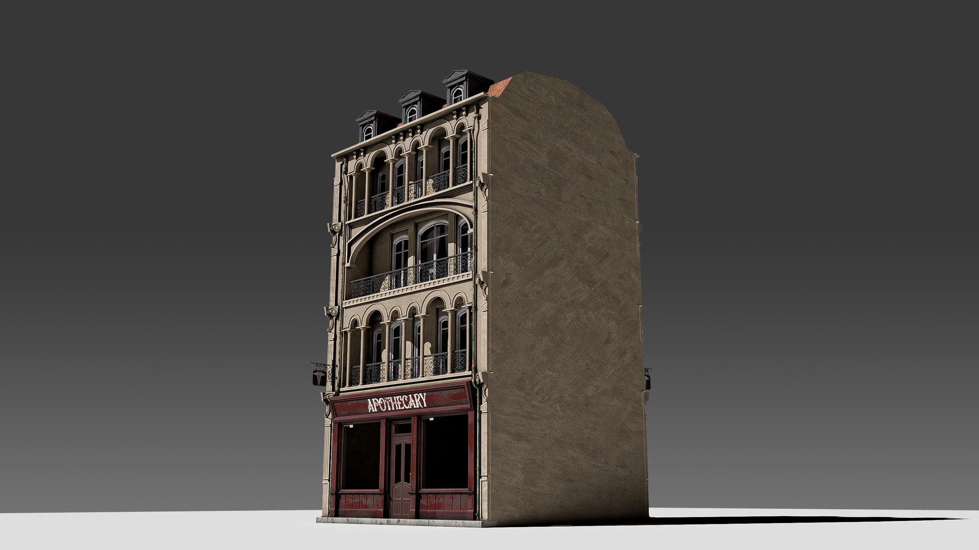 3D European Store Front Apartment Building Model - TurboSquid 2356150