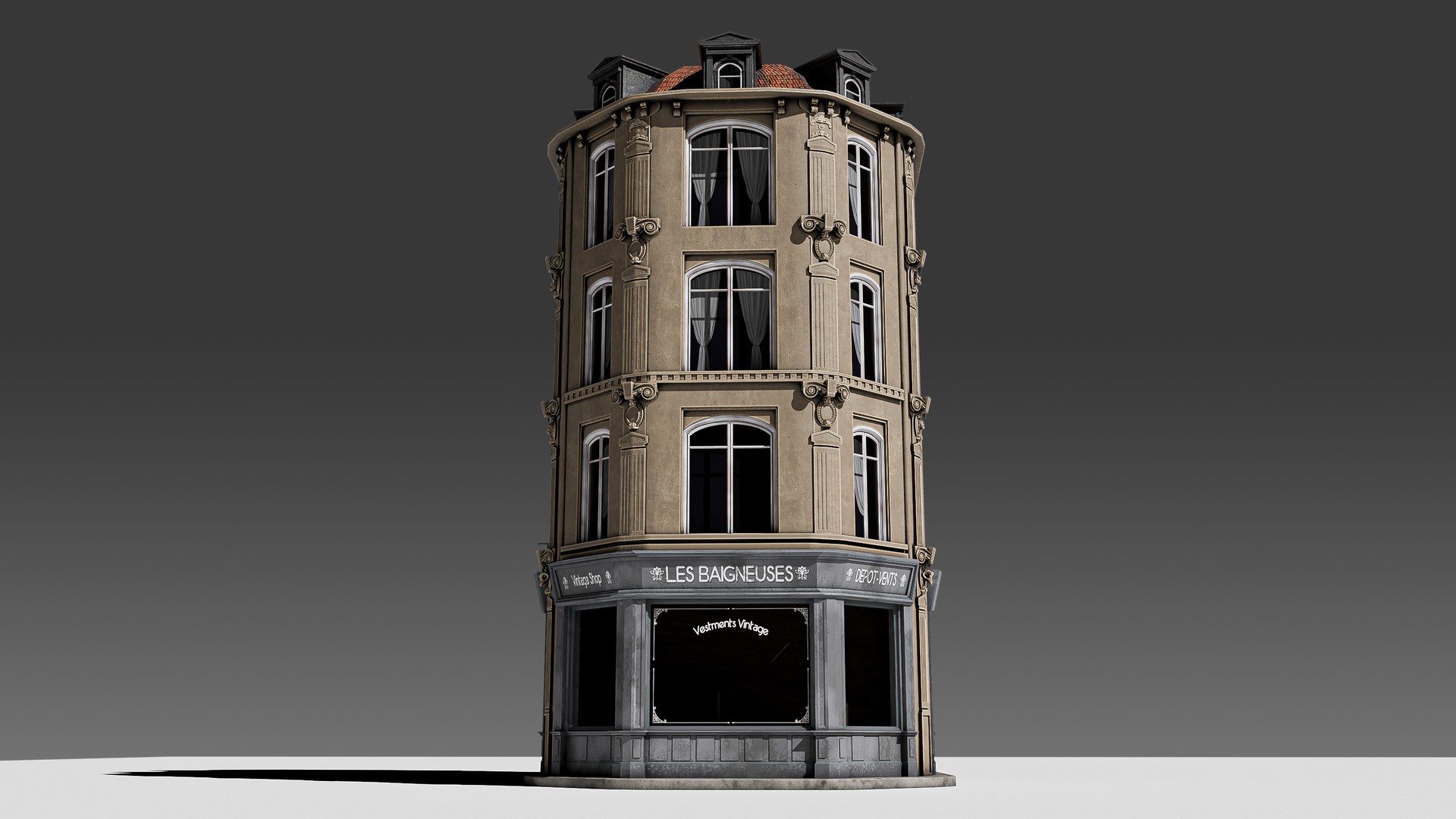 3D European Store Front Apartment Building Model - TurboSquid 2356150