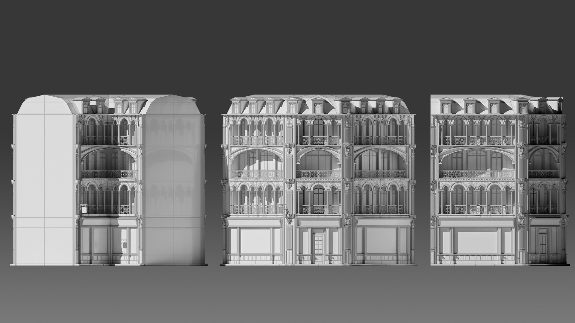 3D European Store Front Apartment Building Model - TurboSquid 2356150