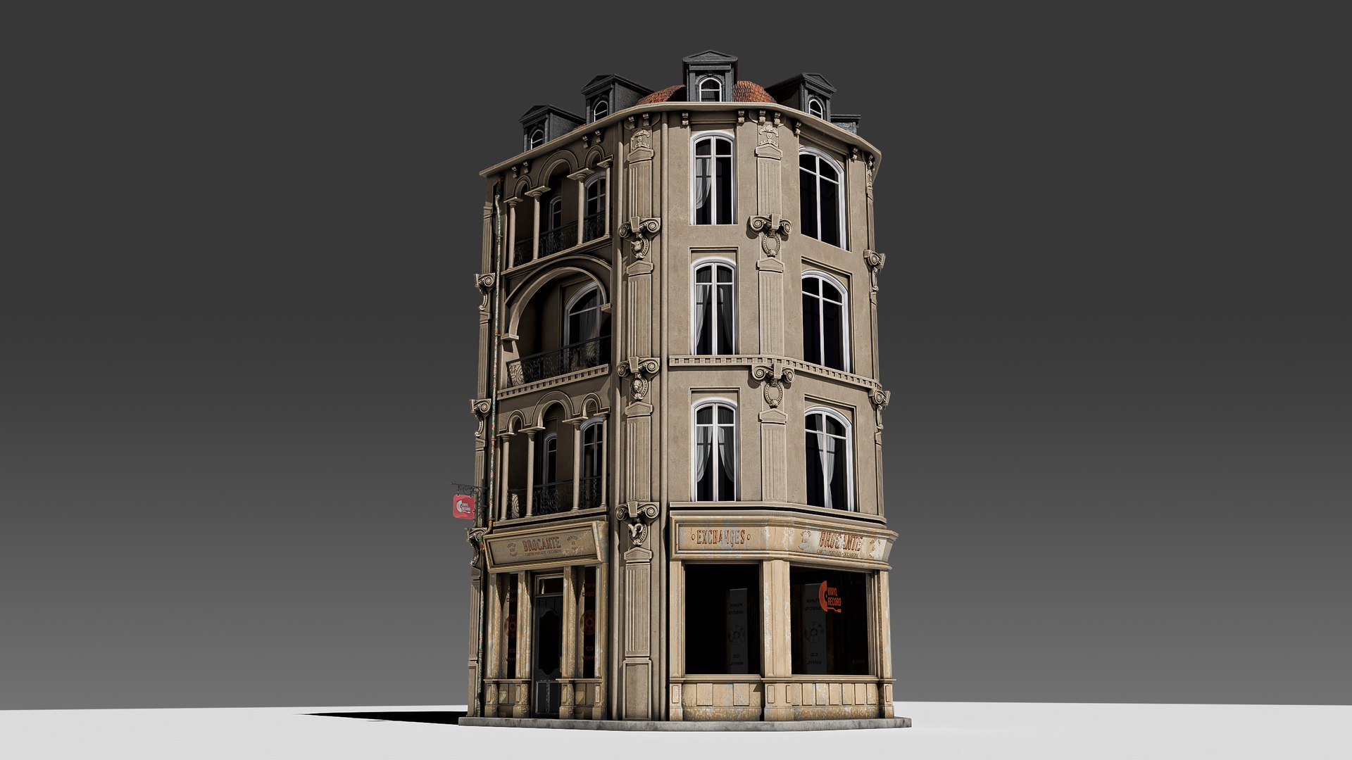 3D European Store Front Apartment Building Model - TurboSquid 2356150