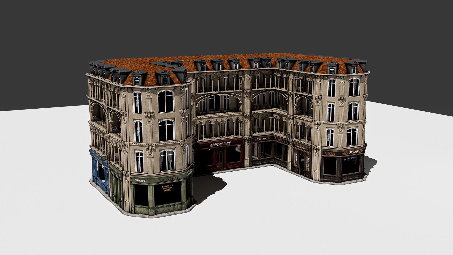 3D European Store Front Apartment Building Model - TurboSquid 2356150