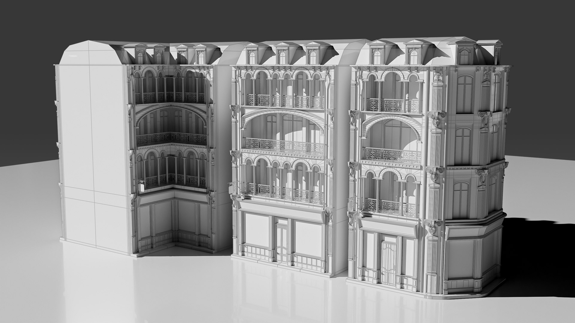 3D European Store Front Apartment Building Model - TurboSquid 2356150