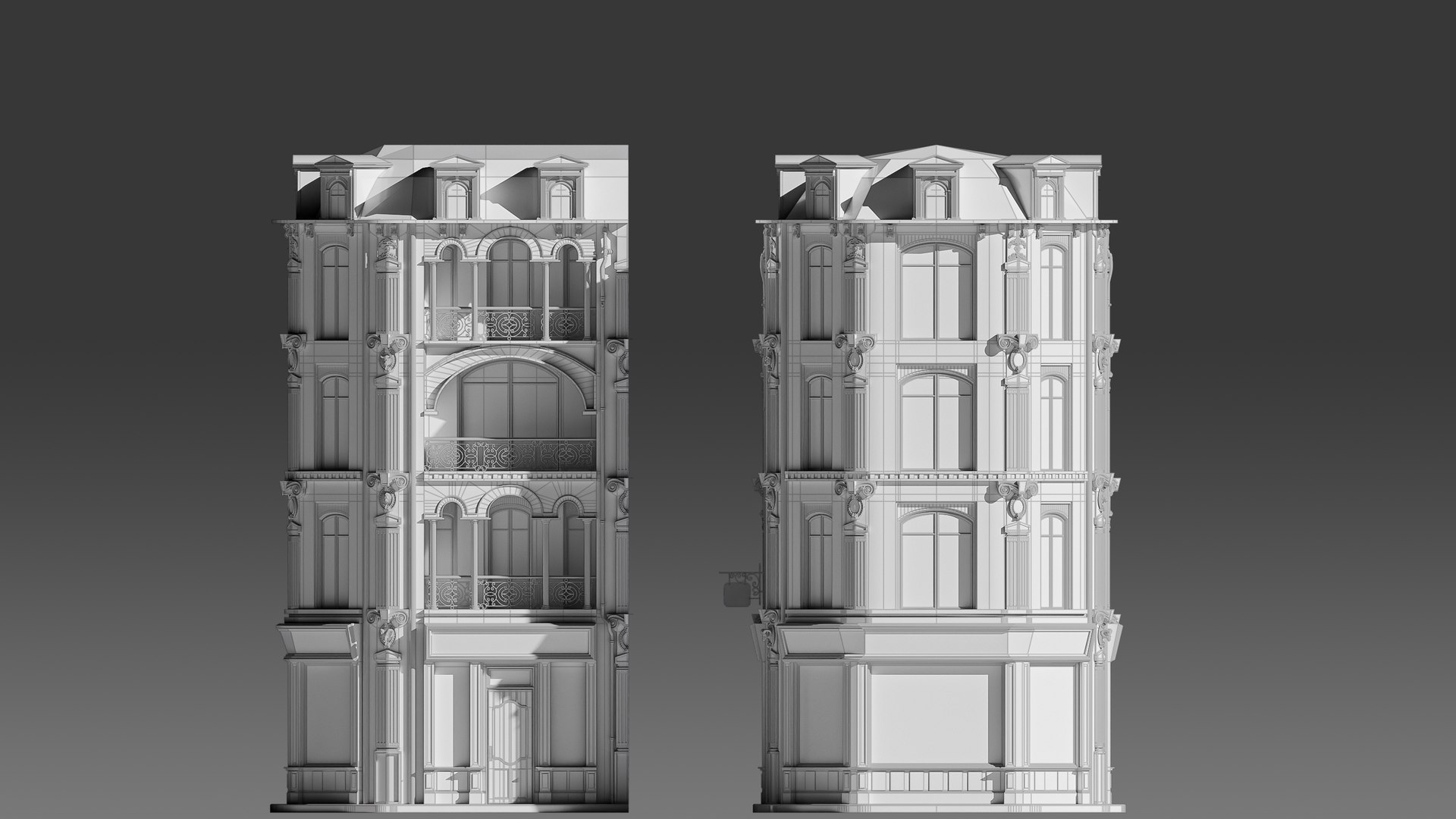 3D European Store Front Apartment Building Model - TurboSquid 2356150