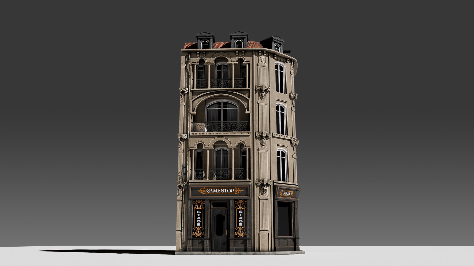 3D European Store Front Apartment Building Model - TurboSquid 2356150