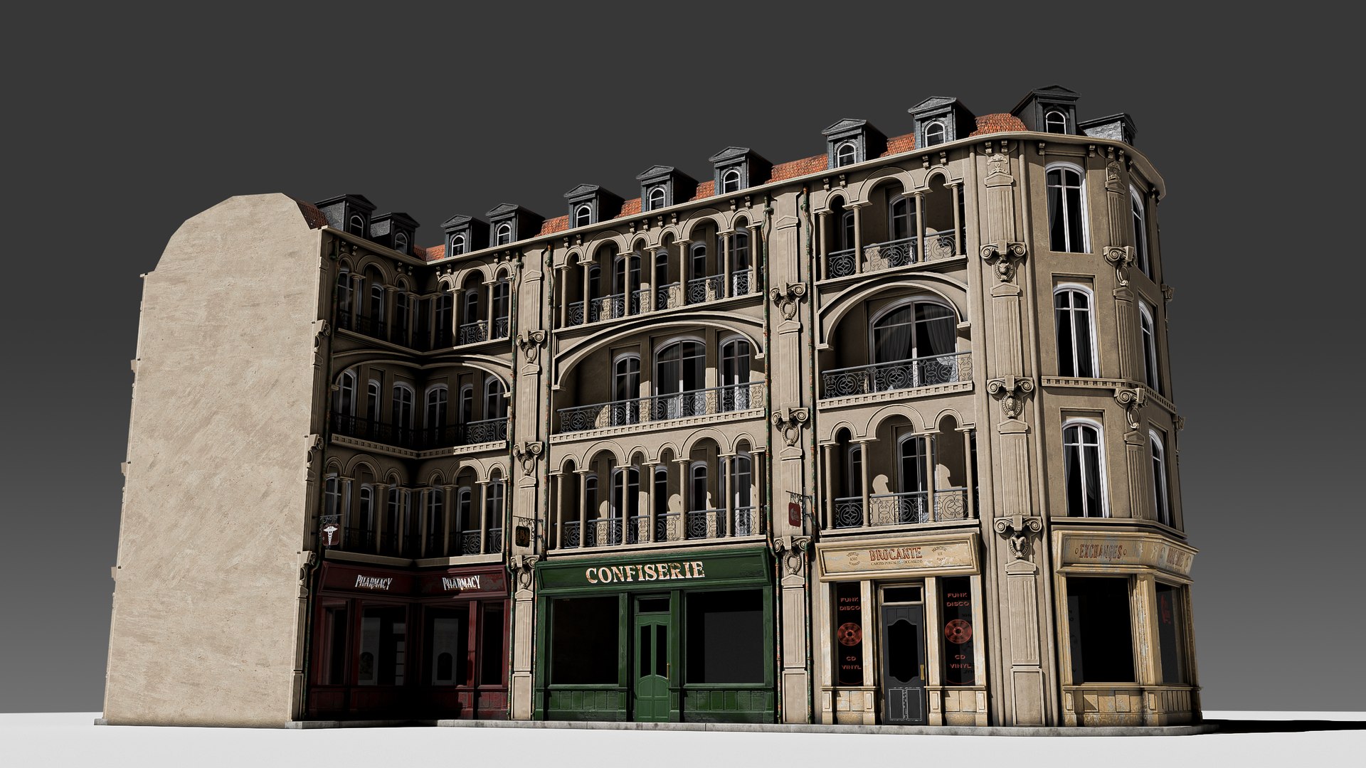 3D European Store Front Apartment Building Model - TurboSquid 2356150