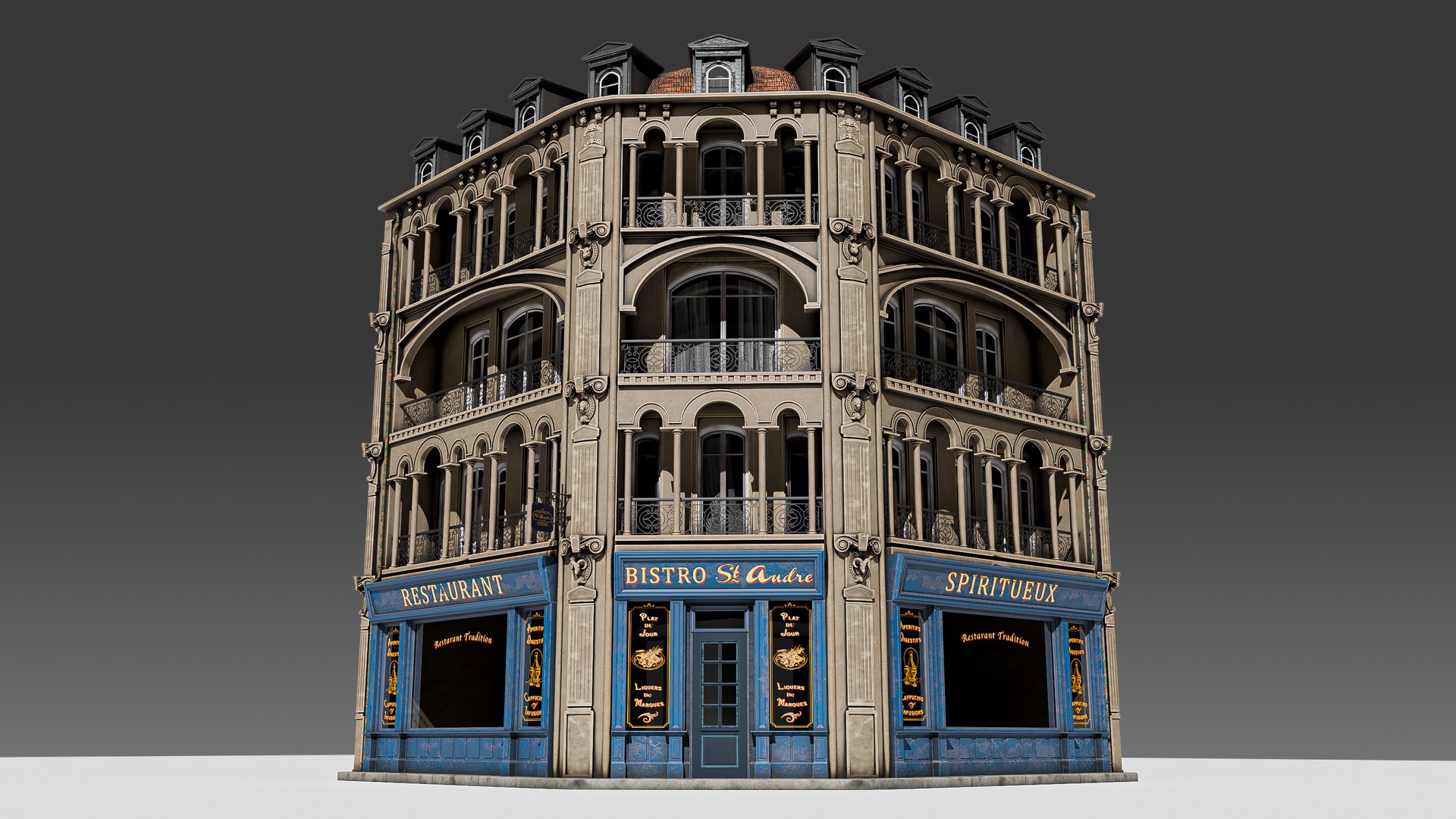 3D European Store Front Apartment Building Model - TurboSquid 2356150