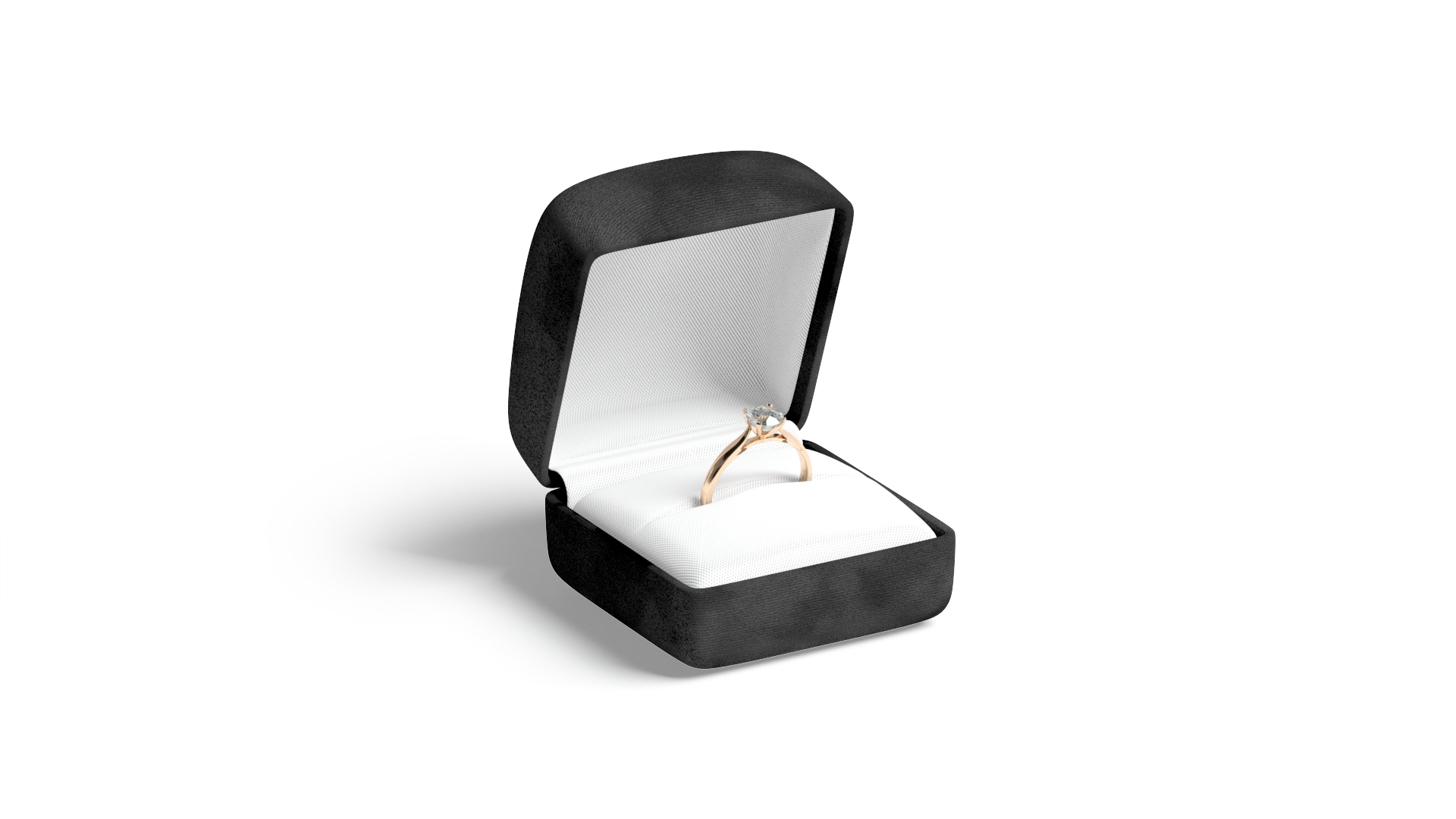 Black Wedding Ring Box Set - Opened And Closed Jewelry Box 3D ...