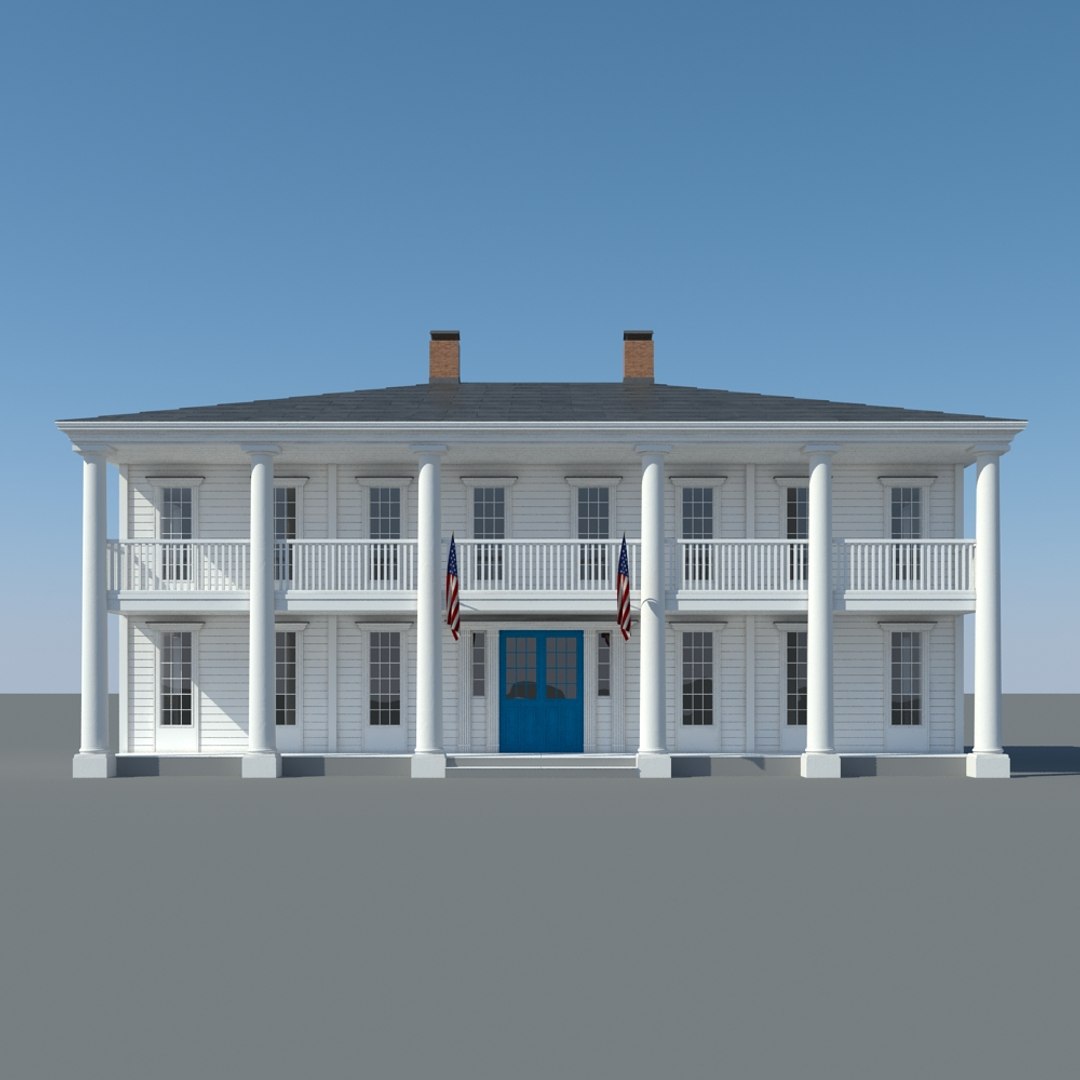 Colonial House Wood 3d Model