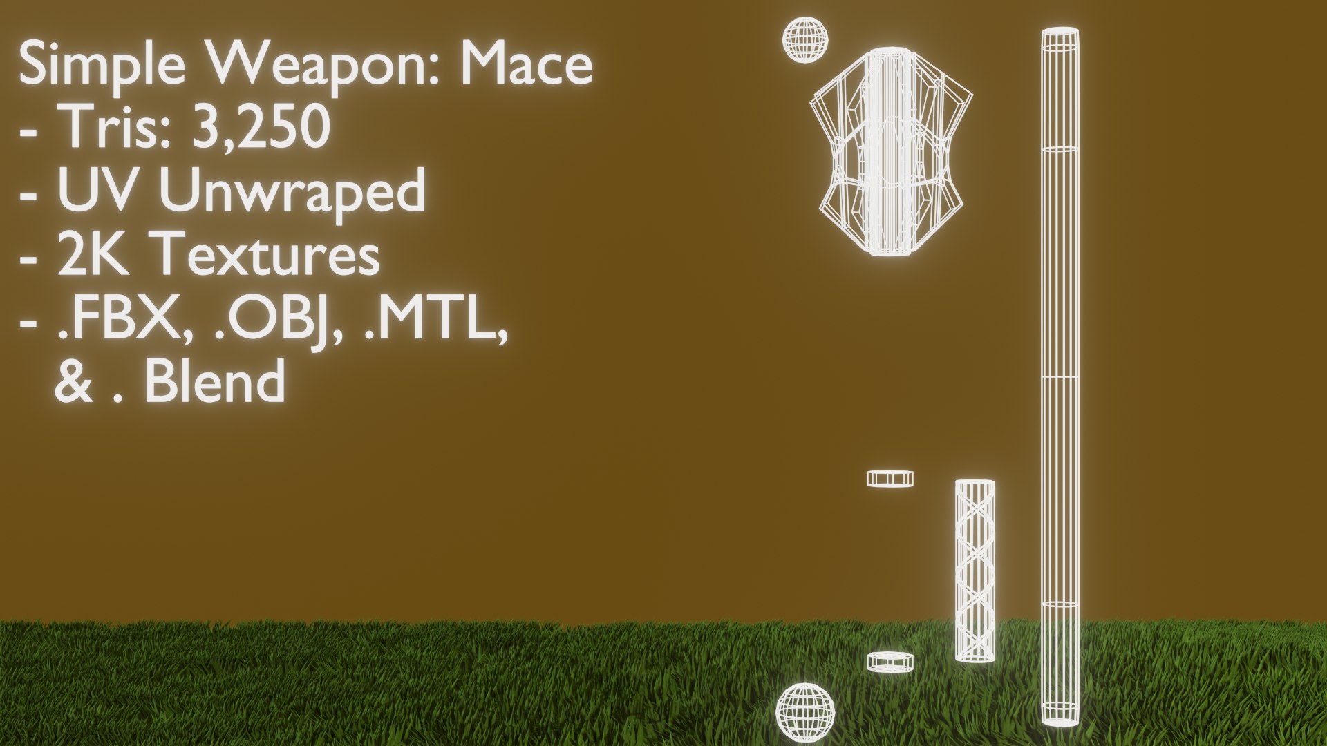 3D Simple Fantasy Mace - TurboSquid 2136466