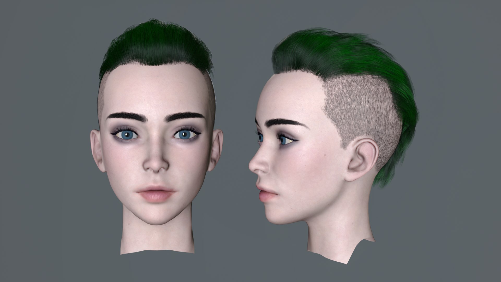 Female Head And Hair 03 Model - TurboSquid 2267594