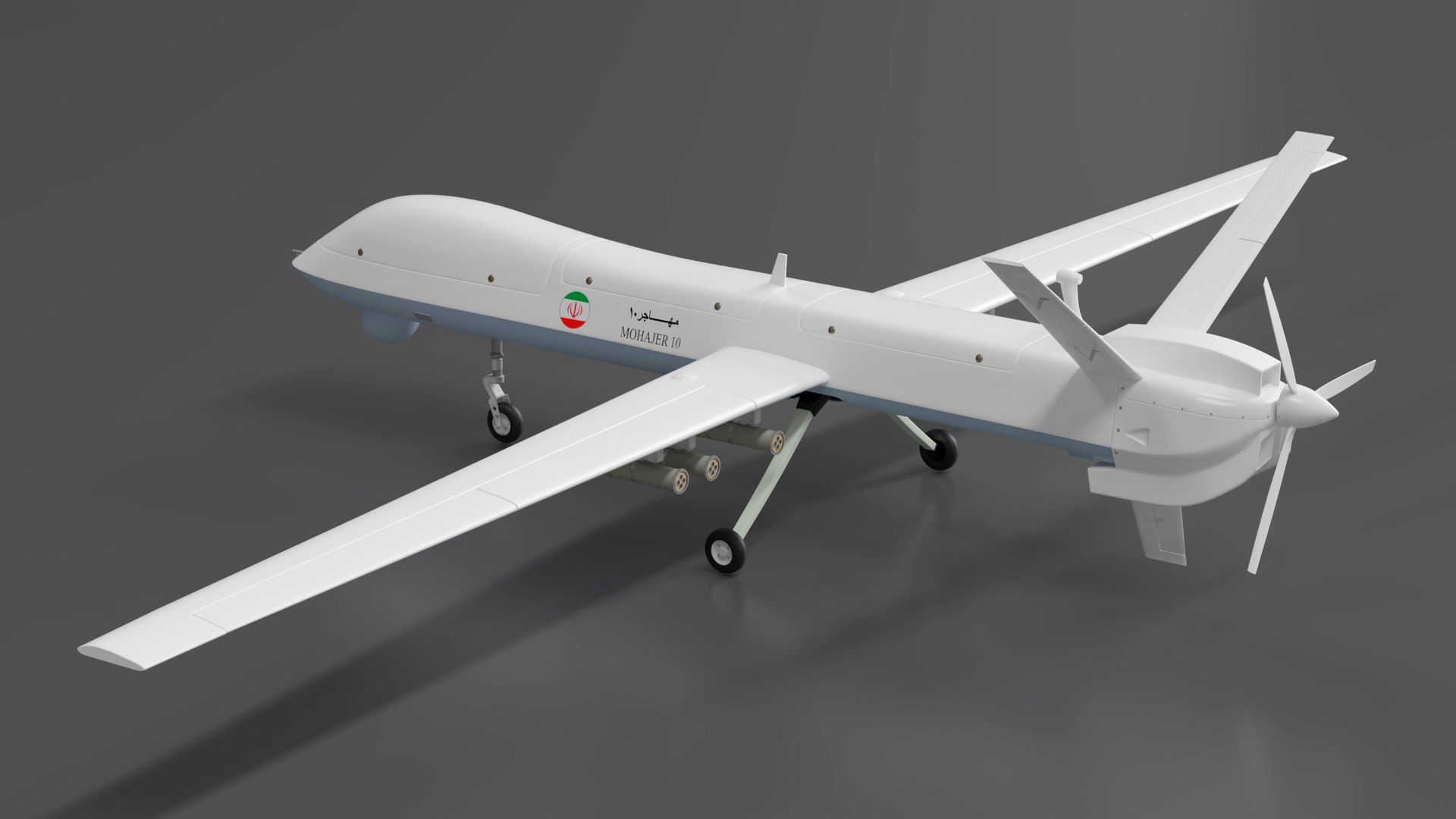 3D Iranian Dron Qods Mohajer 10 Blue Model - TurboSquid 2225802