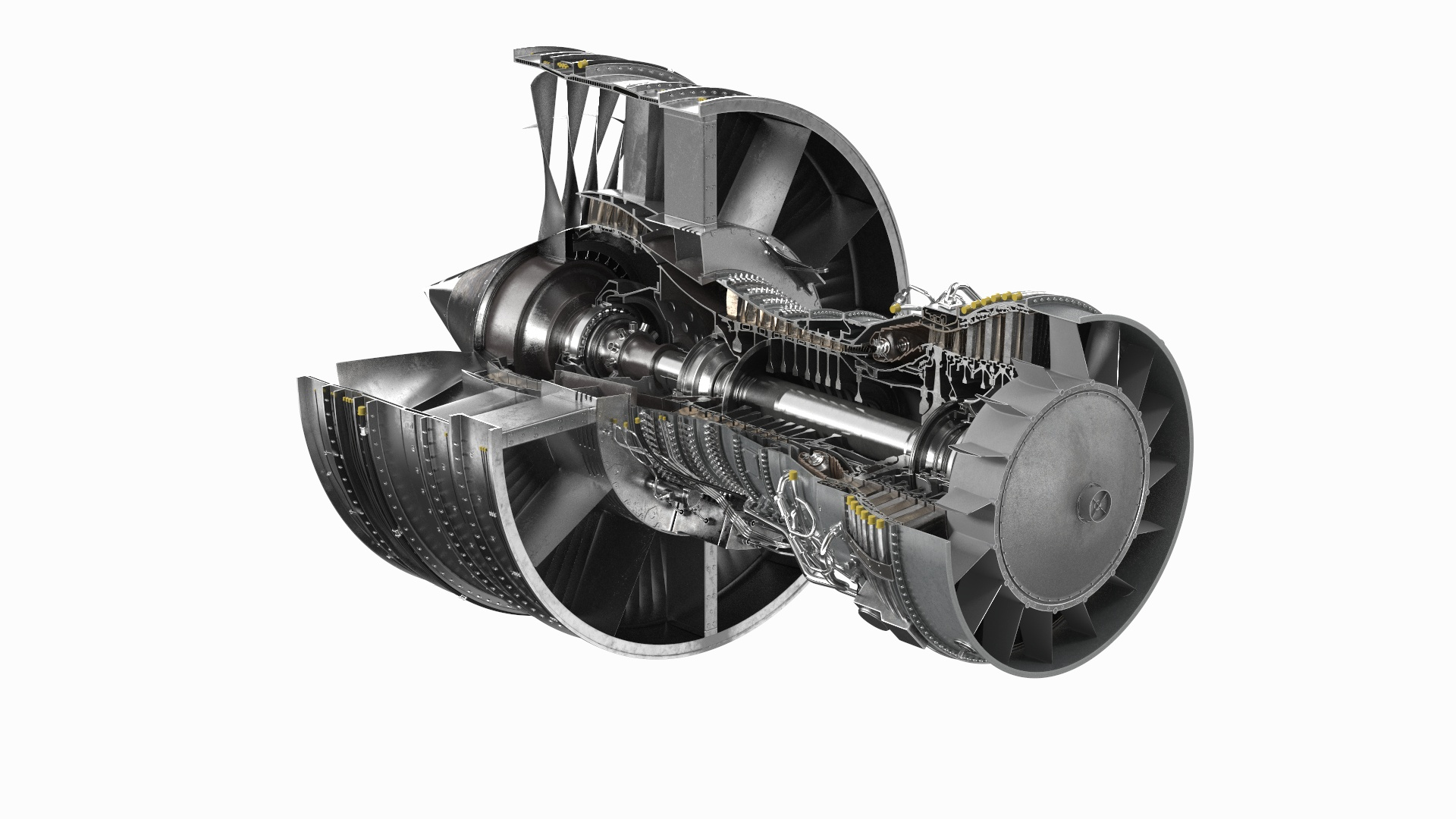Turbofan Jet Engine Cutaway 3D Model - TurboSquid 2383175