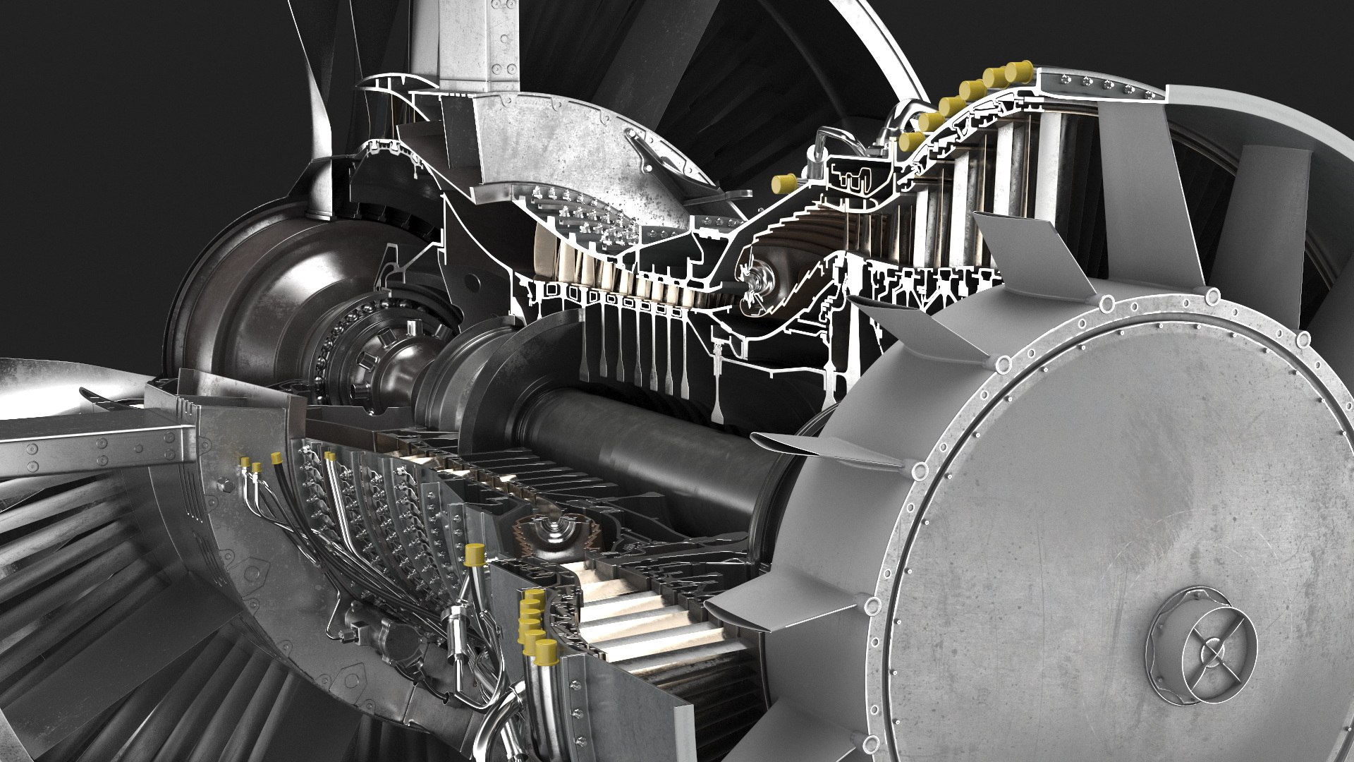 Turbofan Jet Engine Cutaway 3D Model - TurboSquid 2383175