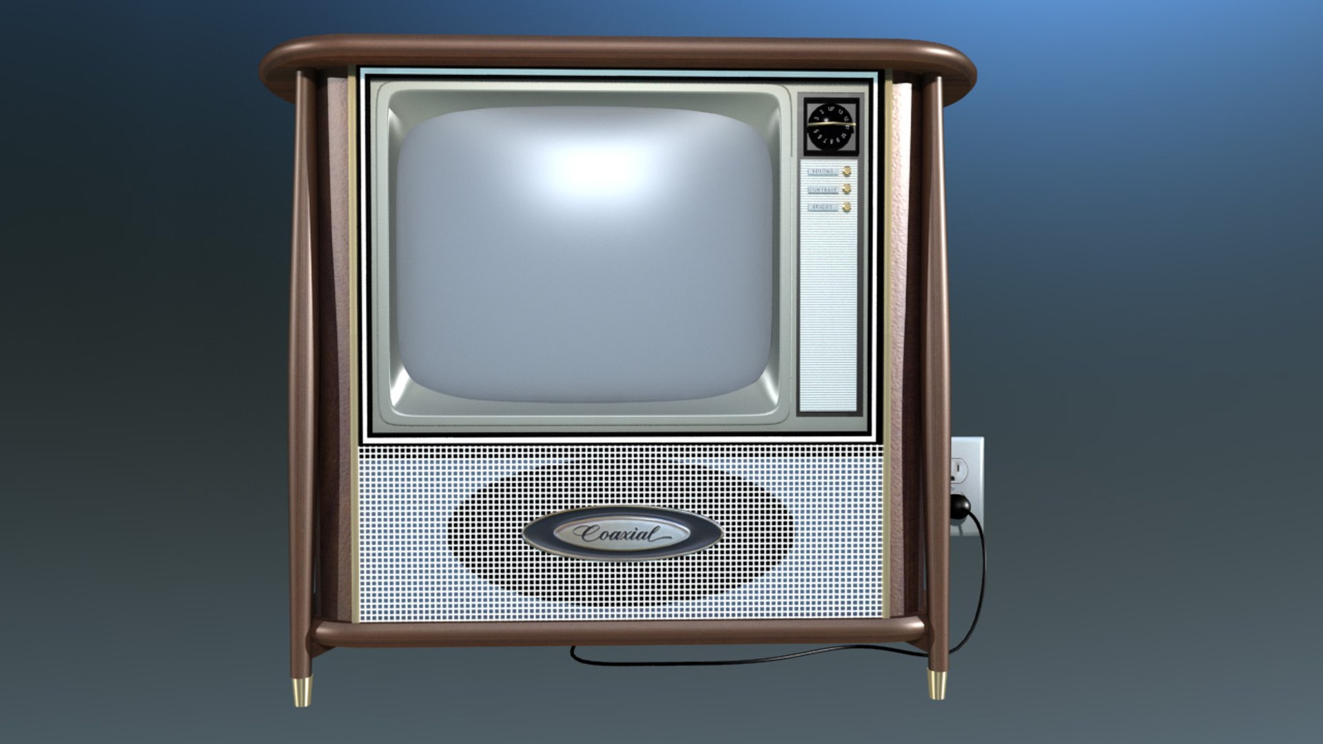 3D Vintage Television Coaxial Model - TurboSquid 1218304