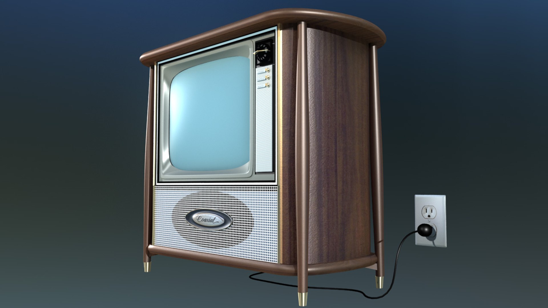 3D Vintage Television Coaxial Model - TurboSquid 1218304