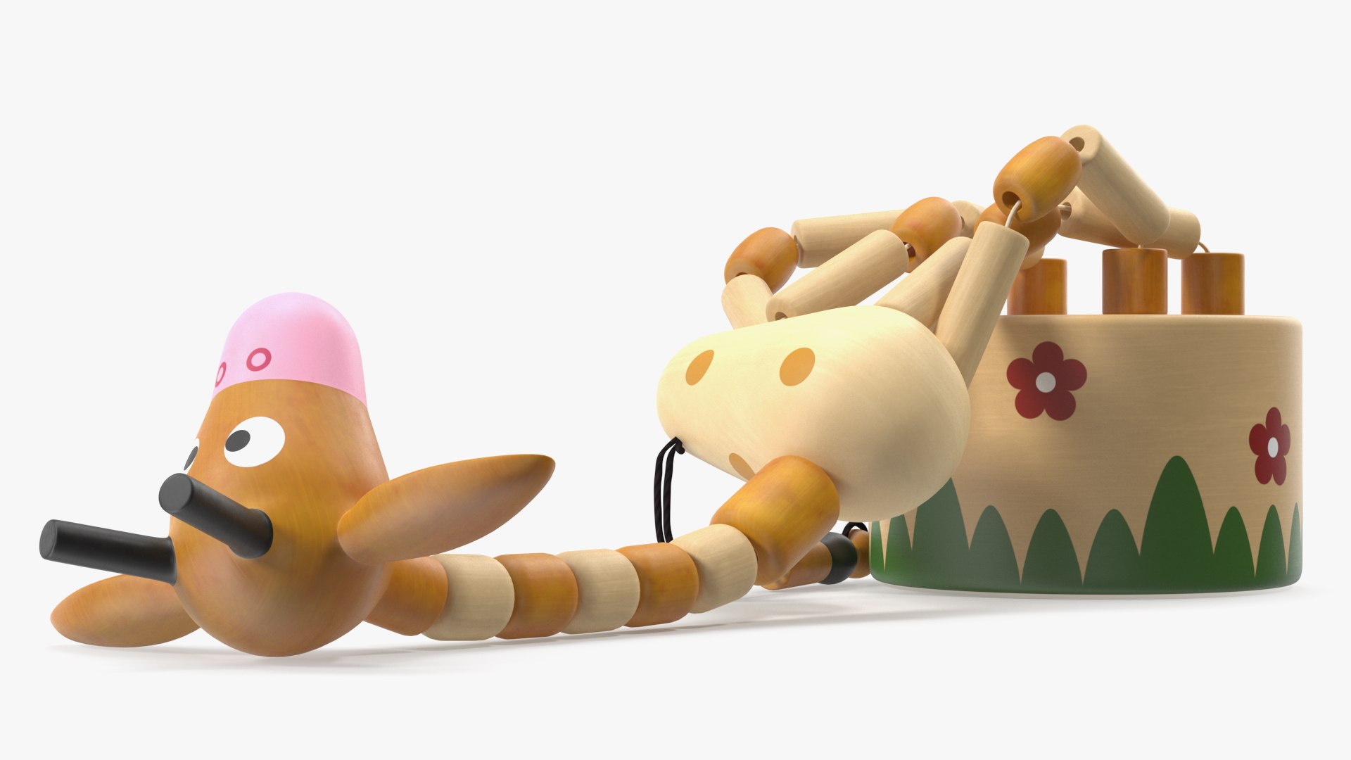 Wooden Push Up Toy Giraffe Fallen Pose 3D Model - TurboSquid 2015862