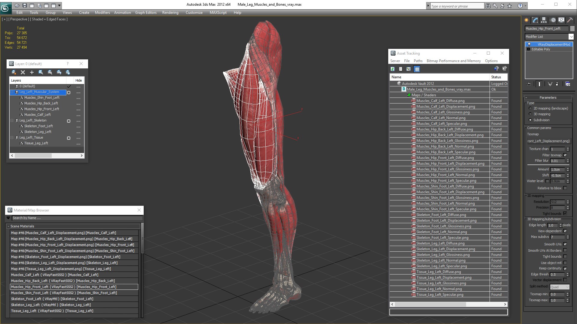 Male leg muscles bones human 3D model - TurboSquid 1466713