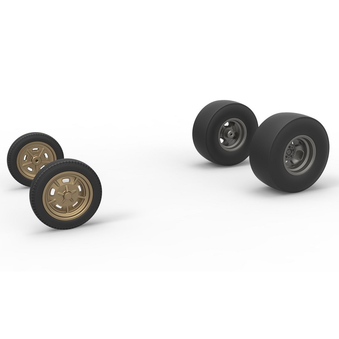 3D Wheel Set Of Vintage Front Engine Dragster Version 2 Scale 1 To 25 ...