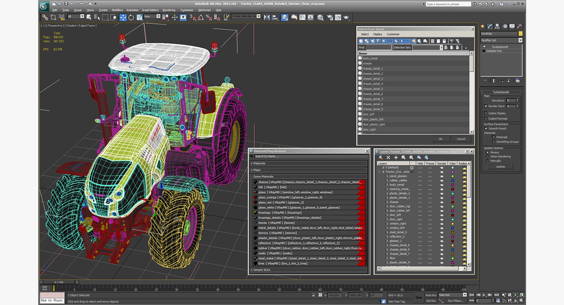 3D tractor claas axion interior model - TurboSquid 1374708