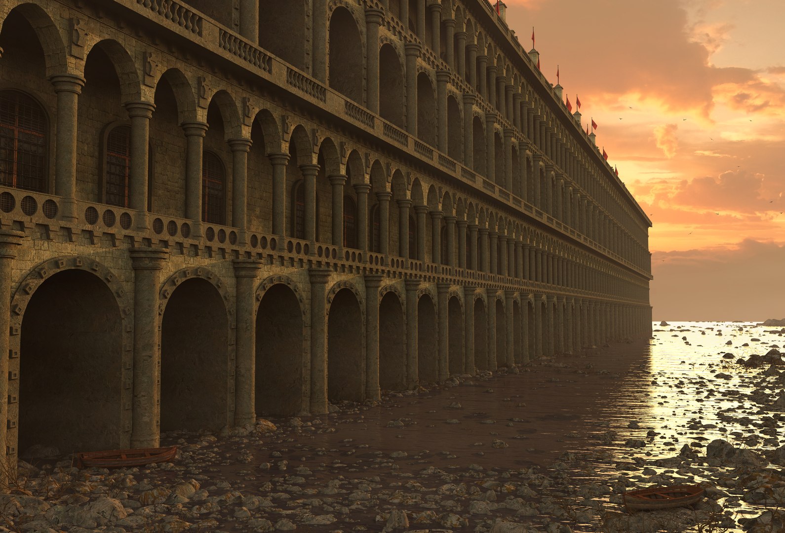 3D Fantasy Sea Ancient Building - TurboSquid 1770988