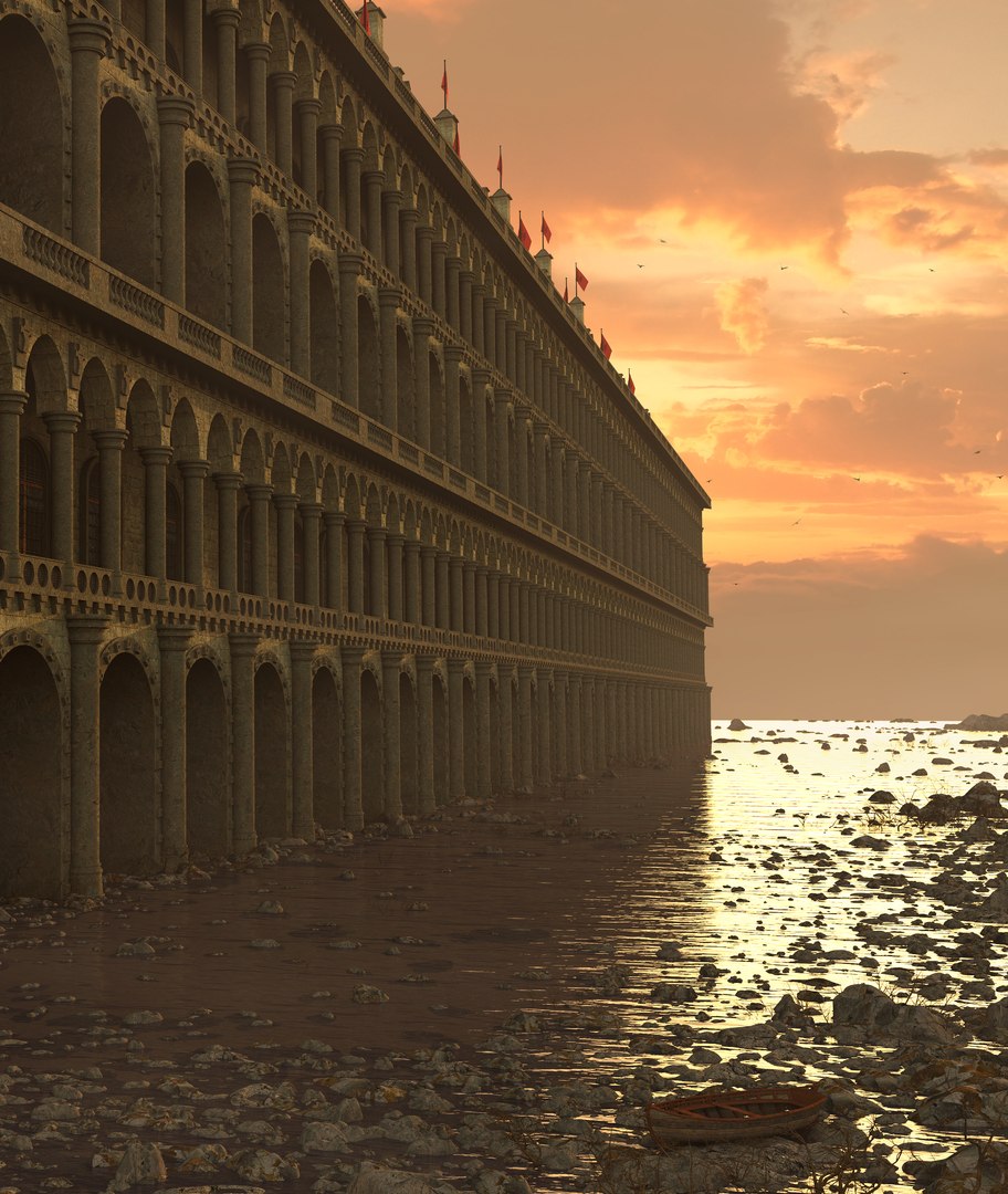 3D Fantasy Sea Ancient Building - TurboSquid 1770988