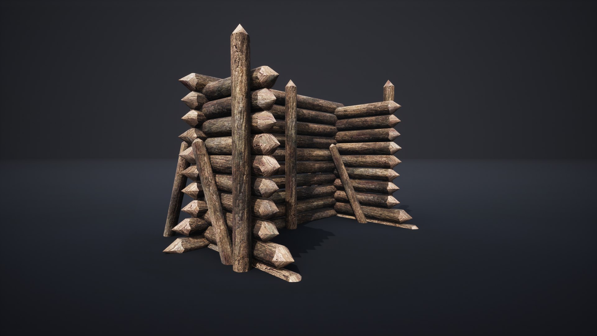 PALISADE BARRIER BARRICADE FENCE WALL WOODEN DAM MEDIEVAL FORT 3D model ...