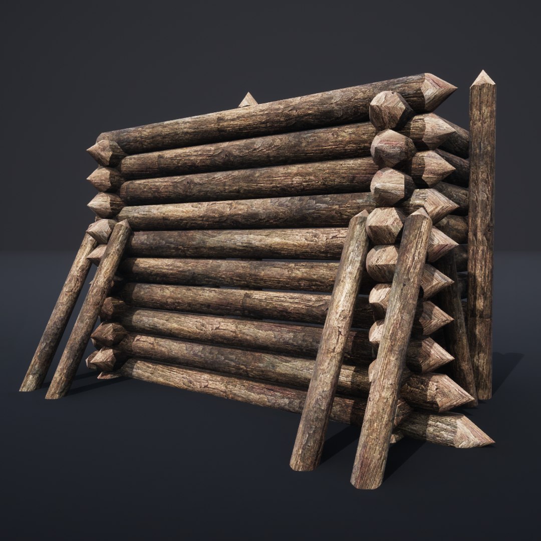 PALISADE BARRIER BARRICADE FENCE WALL WOODEN DAM MEDIEVAL FORT3D模型 ...