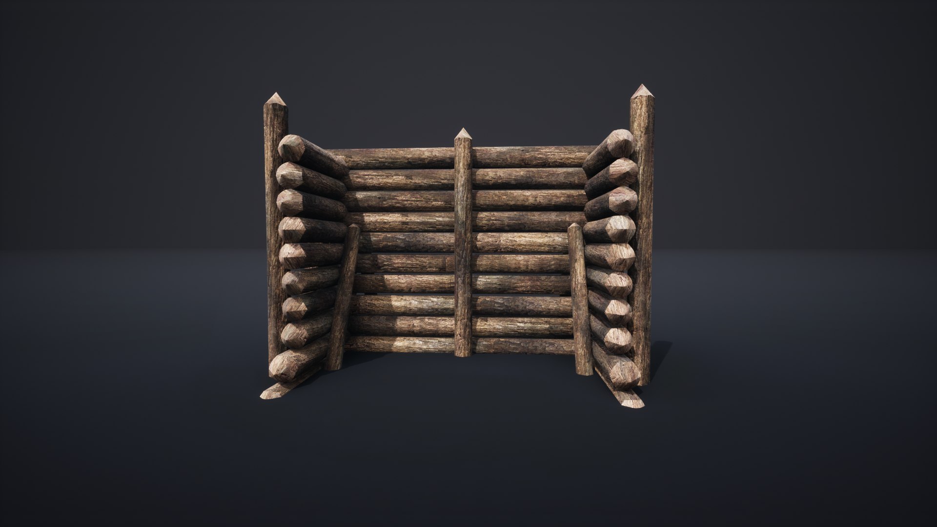 PALISADE BARRIER BARRICADE FENCE WALL WOODEN DAM MEDIEVAL FORT 3D model ...