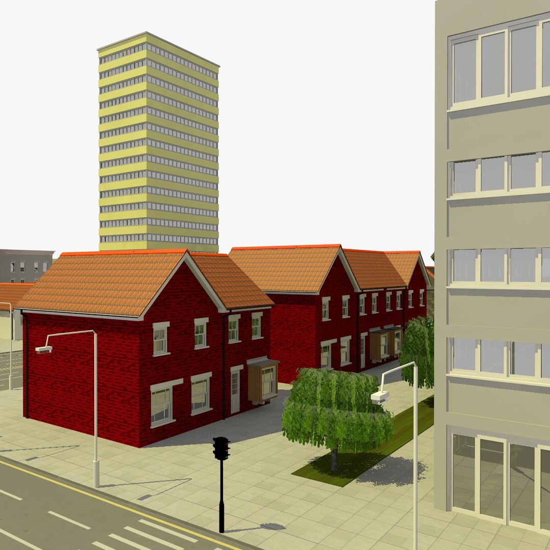 3d City Urban Neighborhood Block