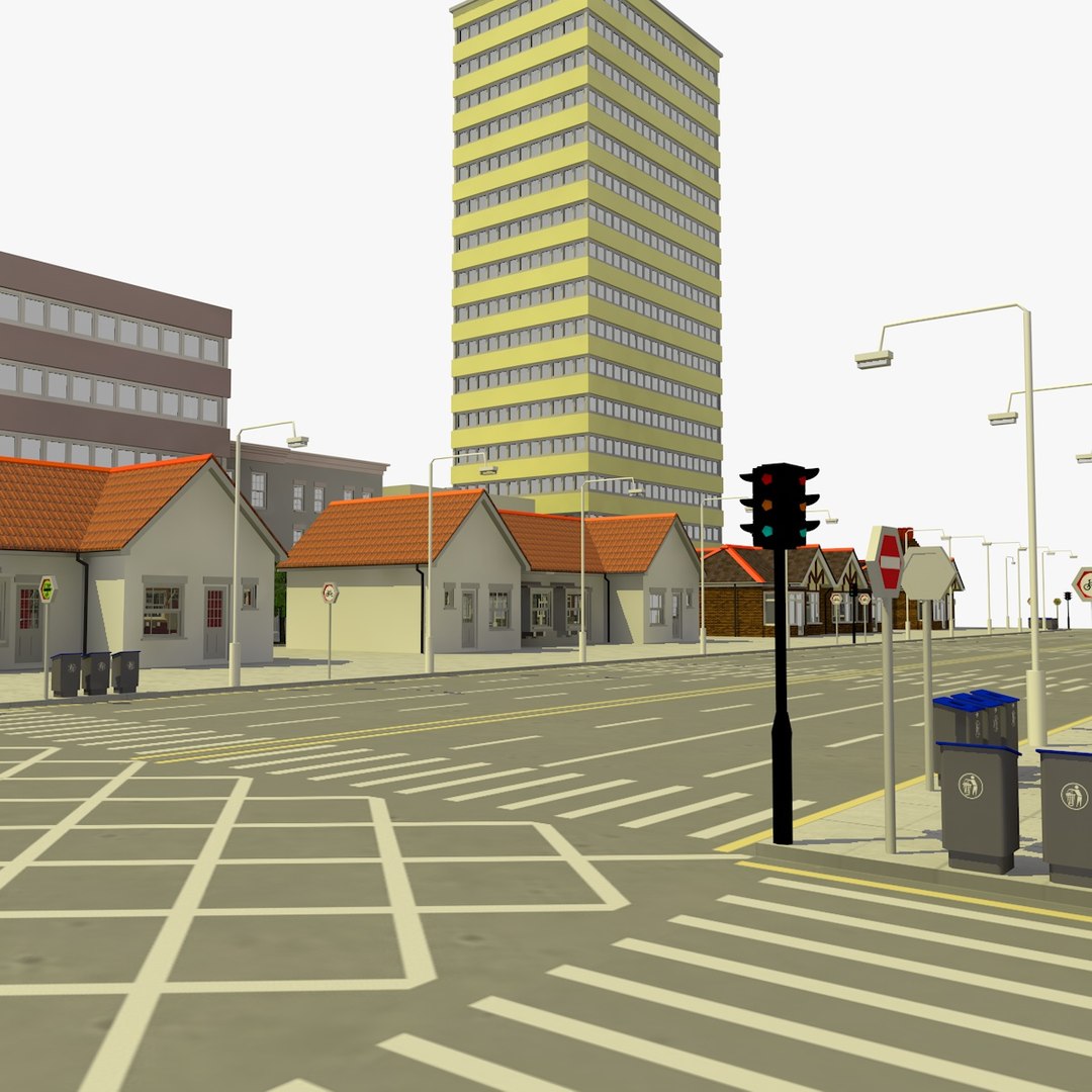 3d City Urban Neighborhood Block