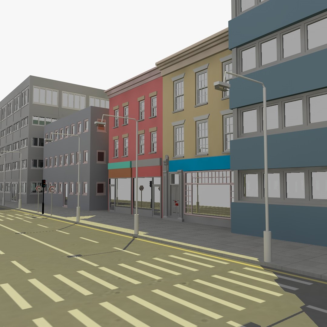 3d City Urban Neighborhood Block