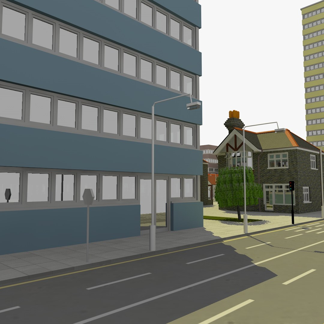 3d City Urban Neighborhood Block
