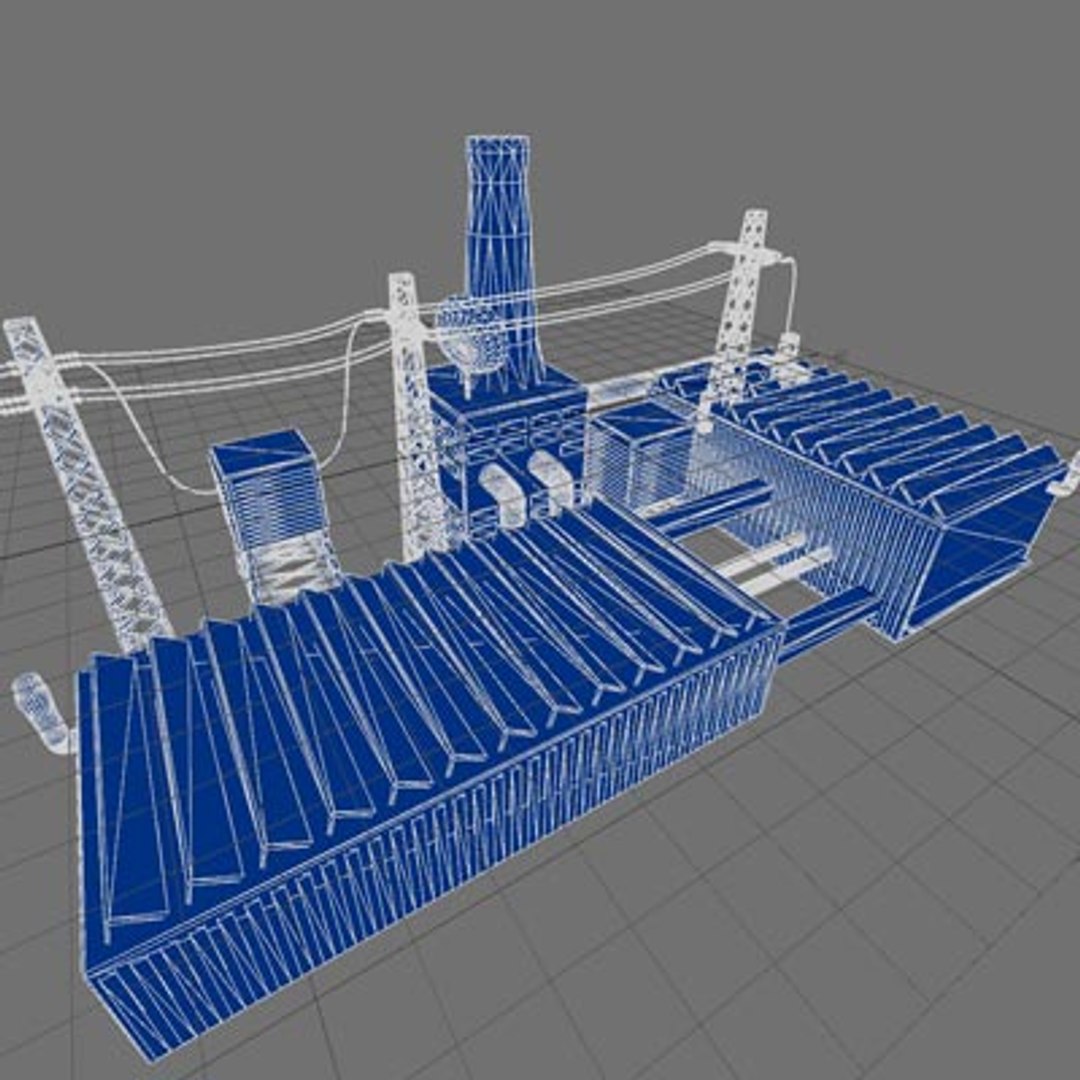 3d Lwo Factory Buildings Low-poly