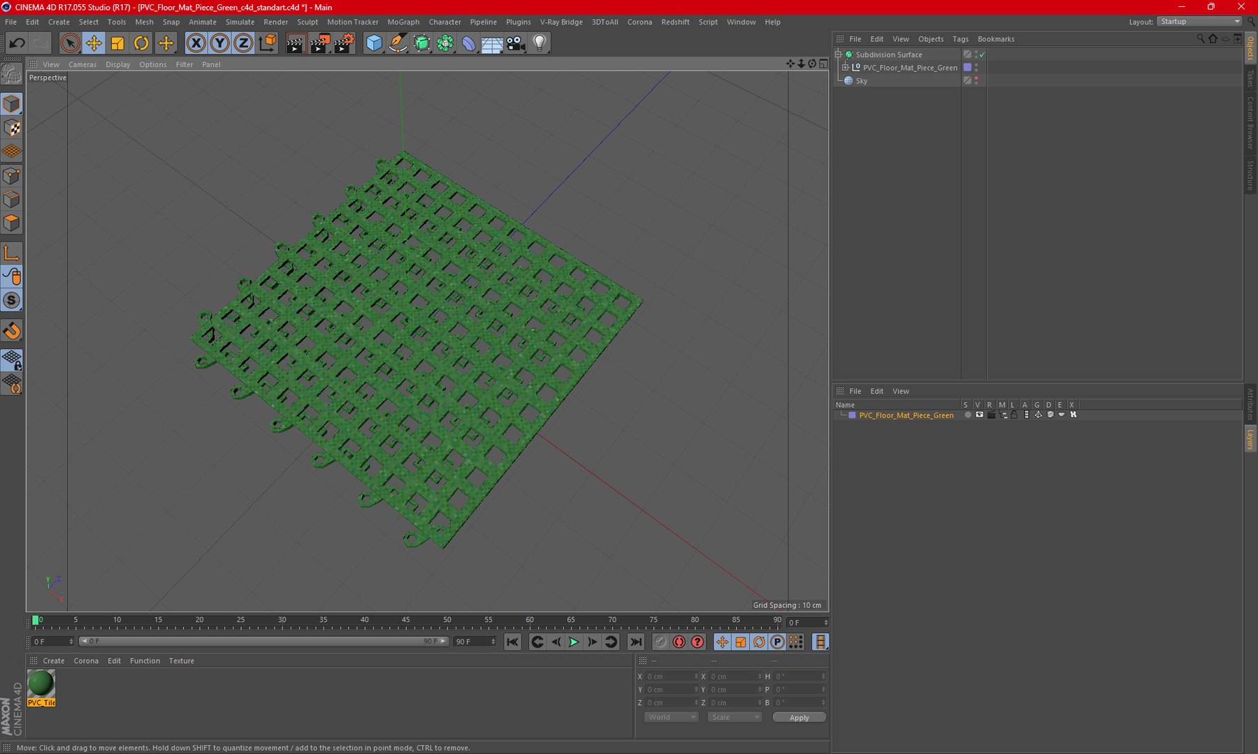 3D Model PVC Floor Mat Piece Green - TurboSquid 2234682