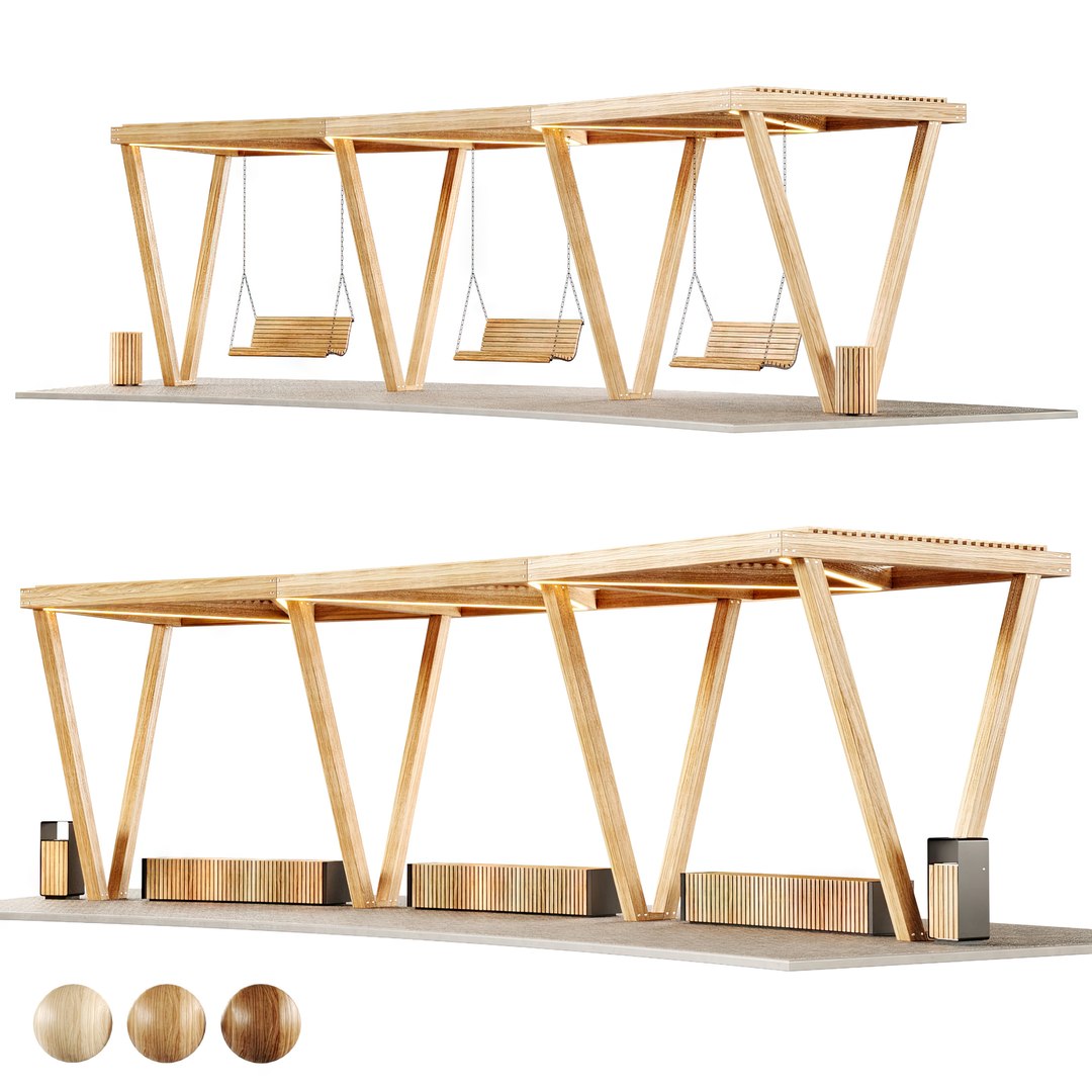3D Pergola With Swings Benches 3D Model - TurboSquid 2192138