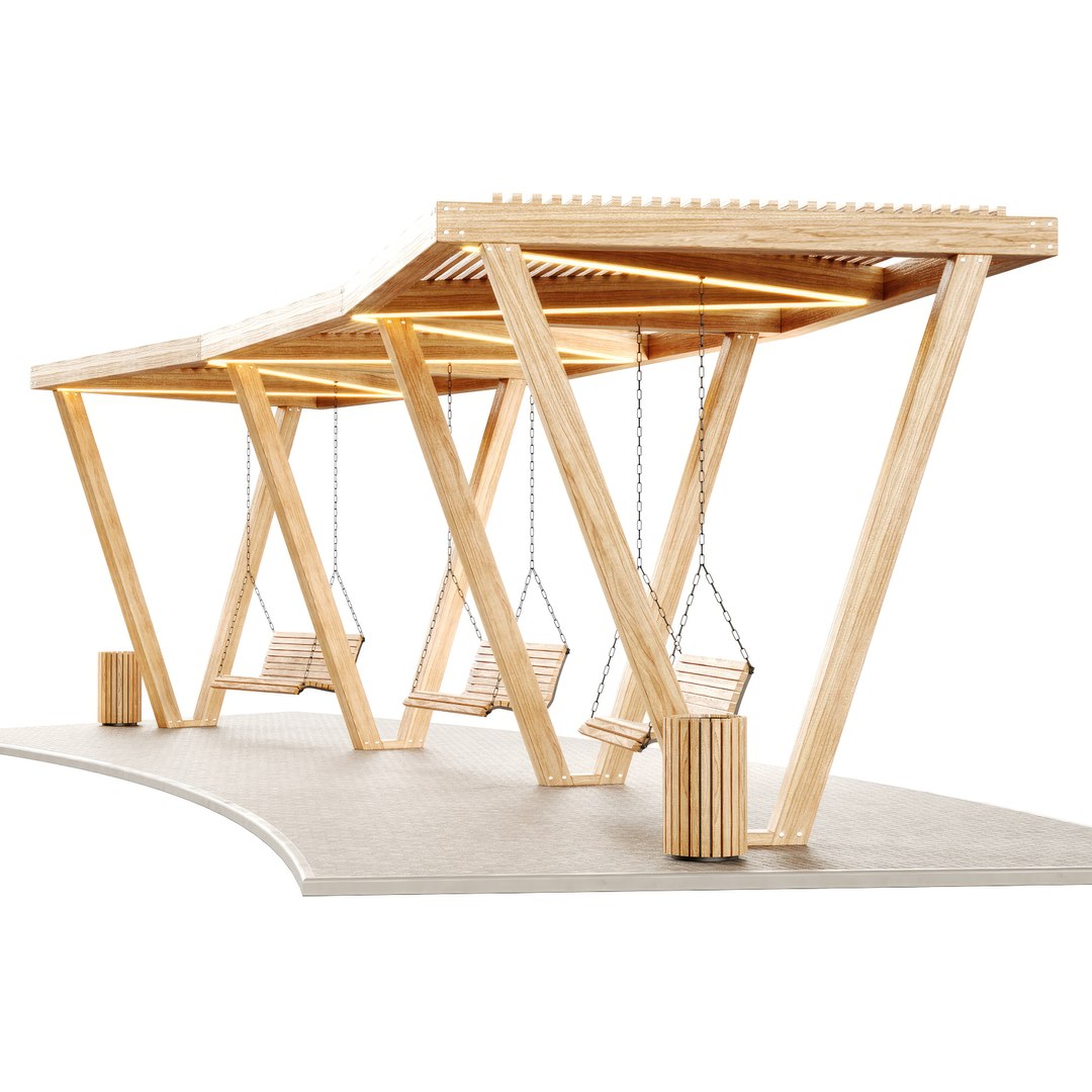 3D Pergola With Swings Benches 3D Model - TurboSquid 2192138