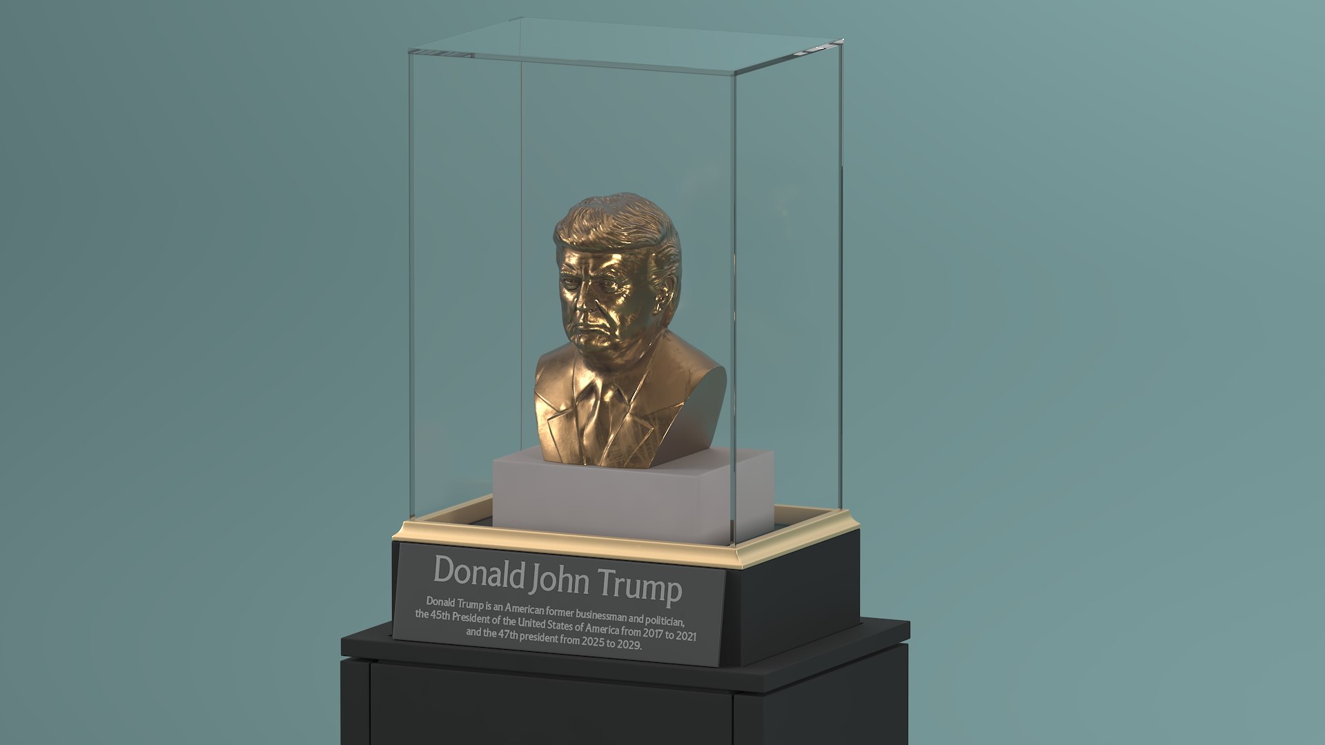 Bronze Bust Of Trump In Museum Stand 3D - TurboSquid 2314213