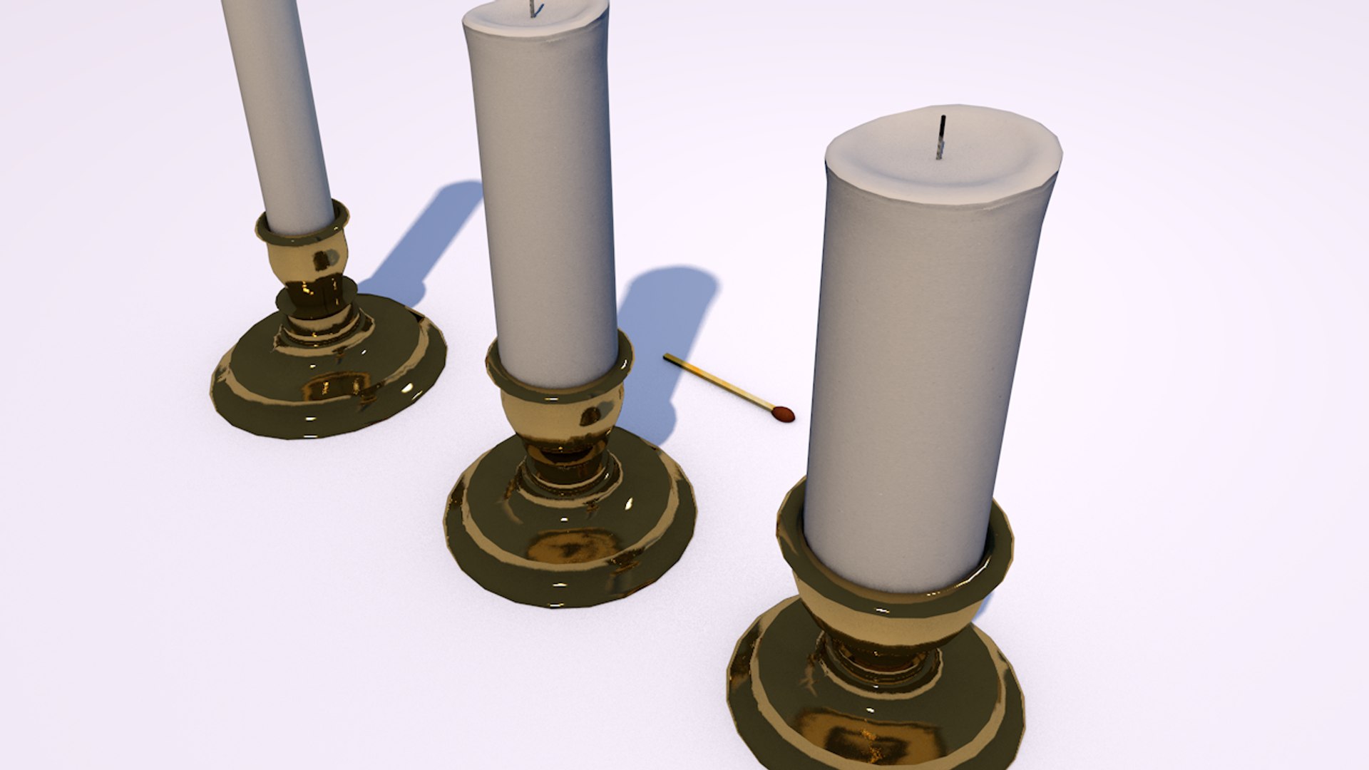 3D model candle set candlestick - TurboSquid 1317598