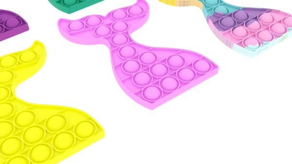 3D Mermaid Tail Pop It Fidget Toys Set model - TurboSquid 1771369