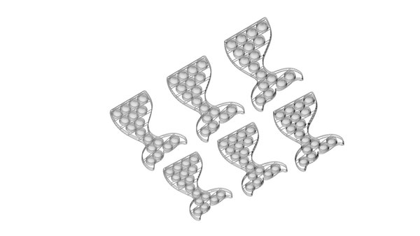 3D Mermaid Tail Pop It Fidget Toys Set model - TurboSquid 1771369