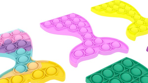 3D Mermaid Tail Pop It Fidget Toys Set model - TurboSquid 1771369