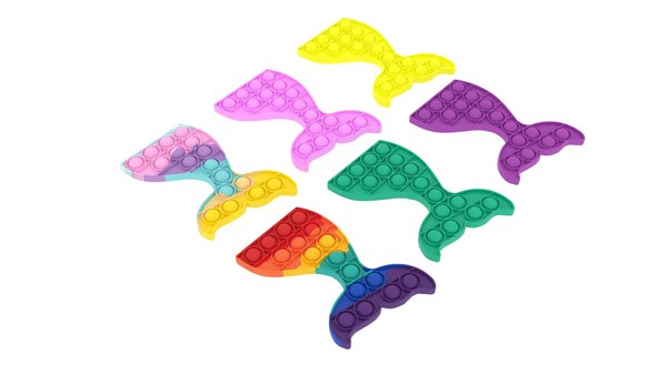 3D Mermaid Tail Pop It Fidget Toys Set model - TurboSquid 1771369
